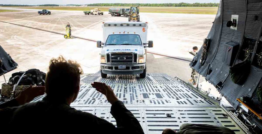 Giant aircraft, heavy equipment used in cargo load training at Eglin ...